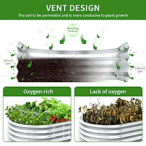 LANXU Galvanized Raised Garden Bed, 0.6MM Thickness, 4x2x1FT, Breathable Side Vents Metal Garden Planter for Vegetables Flowers Herbs