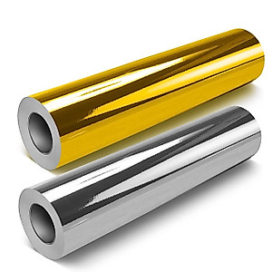VViViD DECO65 Chrome Gloss Craft Vinyl Bundle 2 Rolls of 11.8" x 7ft (Gold & Silver) -M0