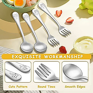 14-Piece Kids Silverware Set, LIANYU Toddler Forks and Spoons for 2-6 Year Old, Stainless Steel Preschooler Children Flatware Cutlery Set, Includes 7 Forks 7 Spoons, Dishwasher Safe