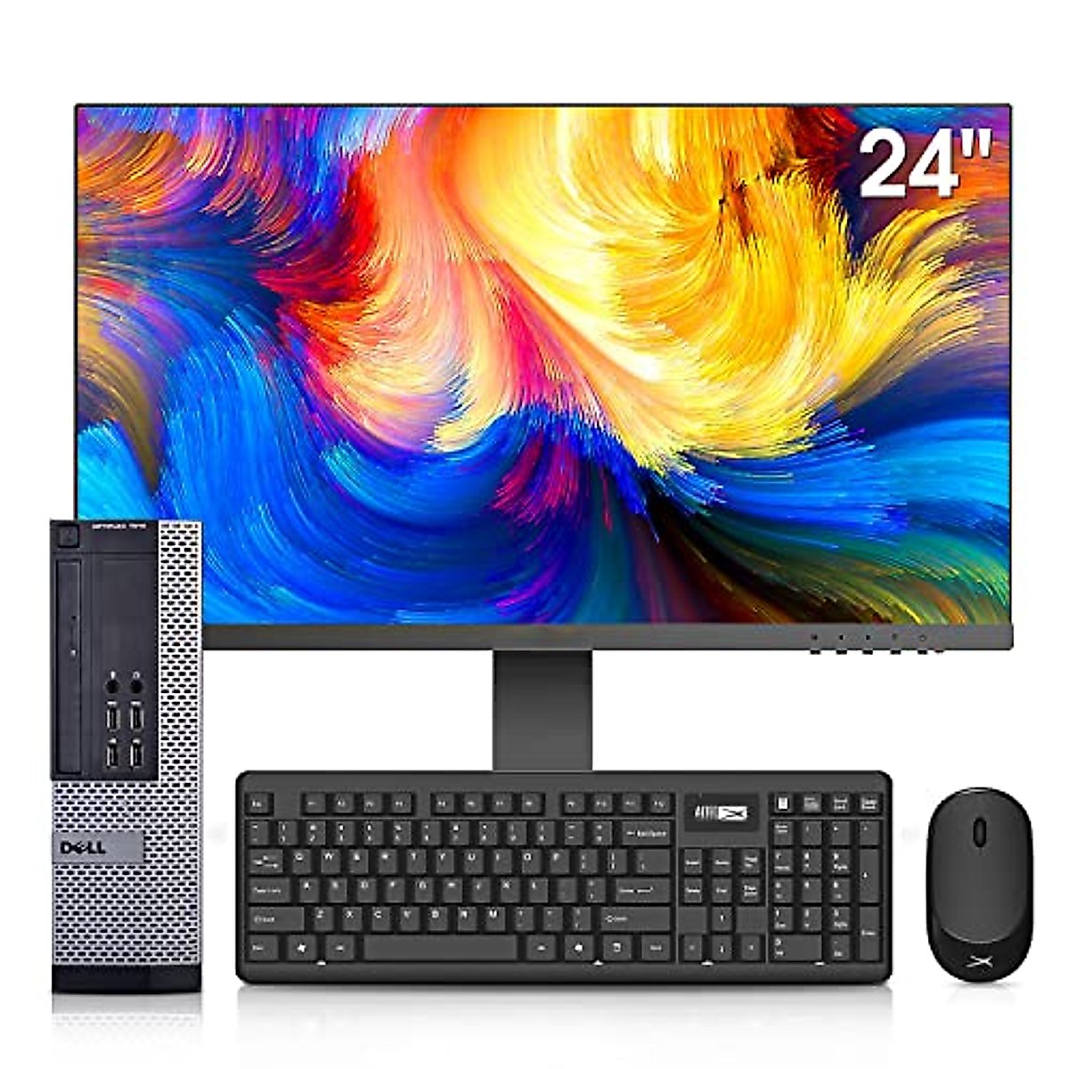 Dell OptiPlex 7010 Desktop Computers with 24 inch Monitor PC Bundle, Intel Core i7-3770 3.4GHz, 16GB Ram New 1TB SSD, AC8260 Built-in WiFi, DVD-RW, Refurbished Windows 10 Pro (Renewed), Black