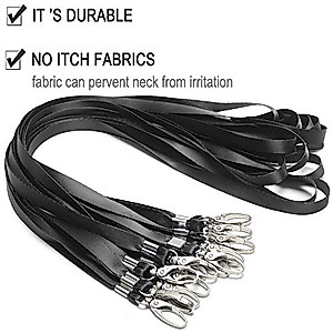 50 Pcs Lanyards Black Lanyard for Id Badges Nylon Lanyard Bulk Clip Swivel Hook for Office Id Badges Key Chains