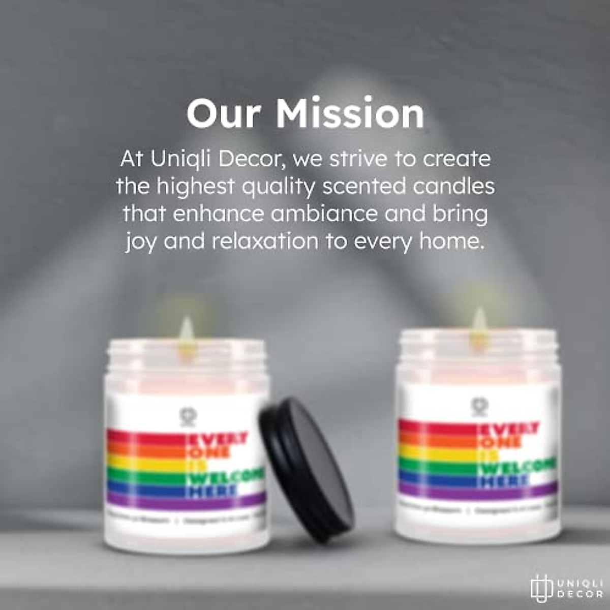 Everyone Is Welcome Here LGBTQ Candle - Diversity Decorations Honey & Orange Blossom Scented Candle, LGBTQ Merch, Gay Pride Candles for Men Women Gay Lesbian, Birthday Rainbow Candles, Unique Gifts