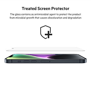 Belkin TemperedGlass iPhone 14 Plus, iPhone 13 Pro Max, Plus Screen Protector Easy Bubble Free Application with Included Installation Guide Stickers, 9H Hardness Tested