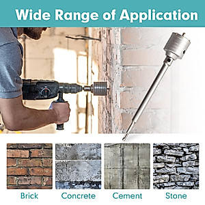 YOSIGHT 9Pcs Masonry Concrete Hole Saw Kit, Tungsten Carbide 300 mm SDS Plus and SDS Max Bit Shank Diamond Core Drill Bits Set (30 40 65 80 100 mm), Hole Saw Set for Concrete Brick Stone Cement Tile