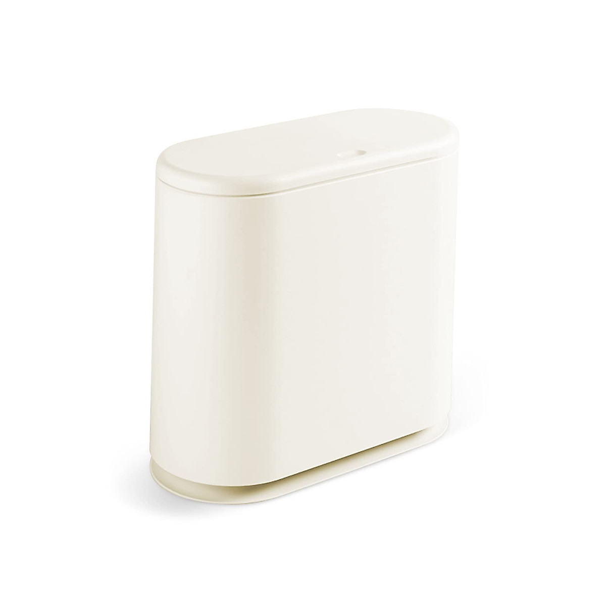 Sfozstra 10L Large Capacity Rectangular Plastic Trash Can with Lid, Trash Can with Removable Liner Bucket,Double Trash Can with Carrying Handle, Trash Can for Bathroom, Kitchen, Office (Creamy White)