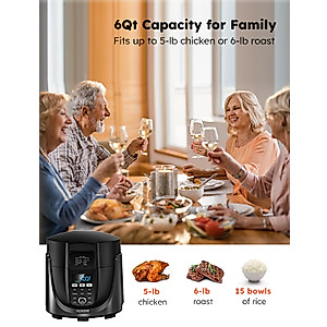 Nuwave Duet Air Fryer and Electric Pressure Cooker Combo with 2 Switchable Lids, 300 FoolProof One-Touch Presets, Crisp&Tender Tech, 6QT Heavy-duty Stainless Steel Pot, 15+ Safety Features, Max 105Kpa