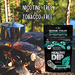 Teaza Herbal Energy Pouches Tobacco Free Nicotine Free, Smokeless Alternative Snuff Healthy Chewing Dipping Alternative, Wintergreen Chill (2 Pack) Tobacco Free Dip No Caffeine Refreshing Cool Flavor