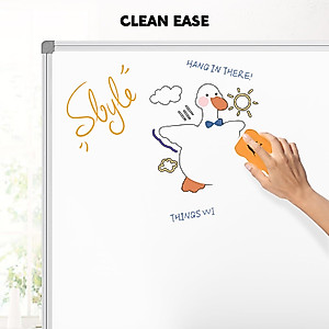 Lockways White Board Dry Erase Board 48 x 36 Inch, Magnetic Whiteboard 4 x 3, Silver Aluminium Frame, Set Including 1 Detachable Aluminum Marker Tray, 3 Dry Erase Markers, 8 Magnets