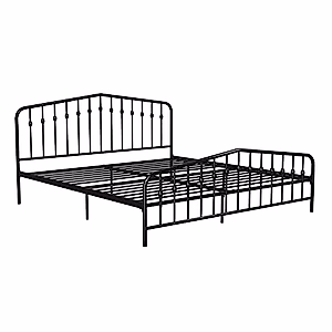 Novogratz Bushwick Metal Bed, Modern Design, King Size - Black