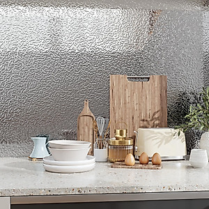 Cre8tive 24" x 118" Large Size Silver Stainless Steel Contact Paper Peel and Stick Aluminum Foil Sheet Wallpaper Waterproof Heat Resistant Oil Proof Wall Film for Kitchen Backsplash Countertop Cabinet