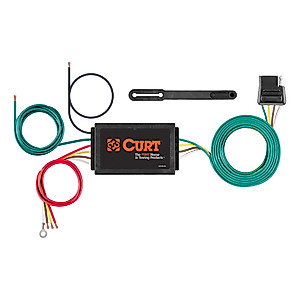 CURT 56187 Powered 3-to-2-Wire Splice-in Trailer Tail Light Converter, 4-Pin Wiring Harness