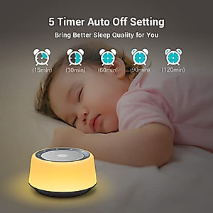 White Noise Machine with 30 Soothing Sounds and 7 Colors Warm Night Light for Sleeping, 5 Timers Portable Plug in Sound Machine for Baby, Adults