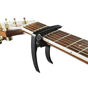 Guitar Capo (2 Pack) for Guitars, Ukulele, Banjo, Mandolin, Bass - Made of Ultra Lightweight Aluminum Metal (1.2 oz!) for 6 & 12 String Instruments - Nordic Essentials, Black+Silver