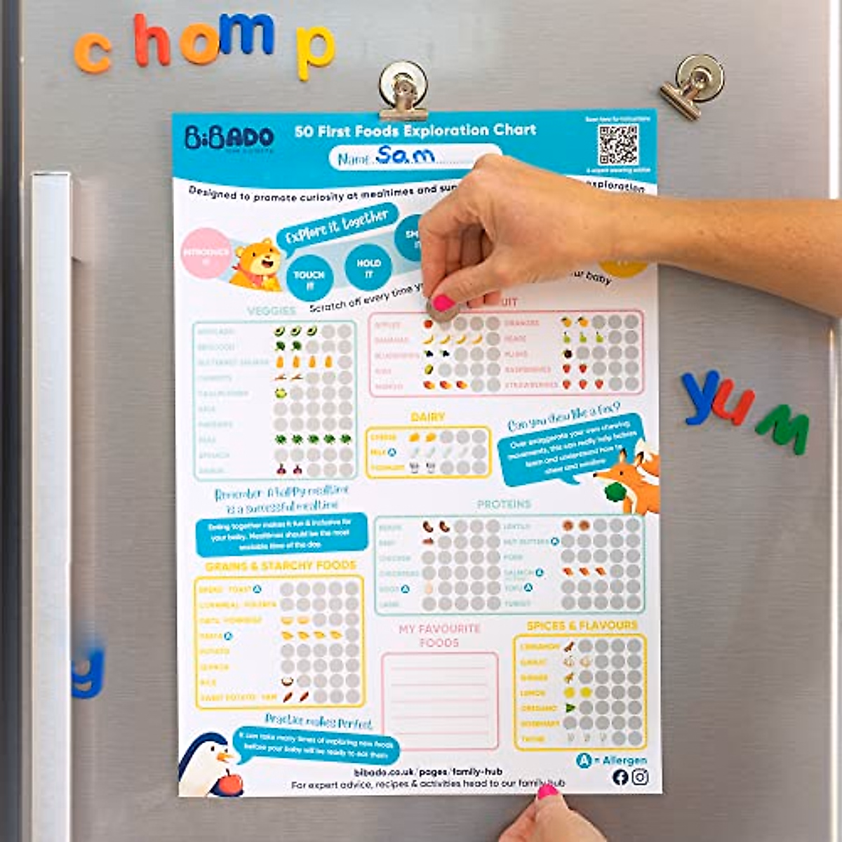 BIBaDO - 50 First Foods Scratch-off Exploration Chart | Wipe-Clean Activity Poster For Baby Led Weaning | NHS Approved | 6 Months +…