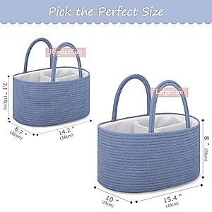 COMSE Baby Diaper Caddy, Diaper Basket, Baby Car Organizer, Diaper Change Organizer, Gift Baskets Empty, Portable Basket with Divider, Folkstone Gray