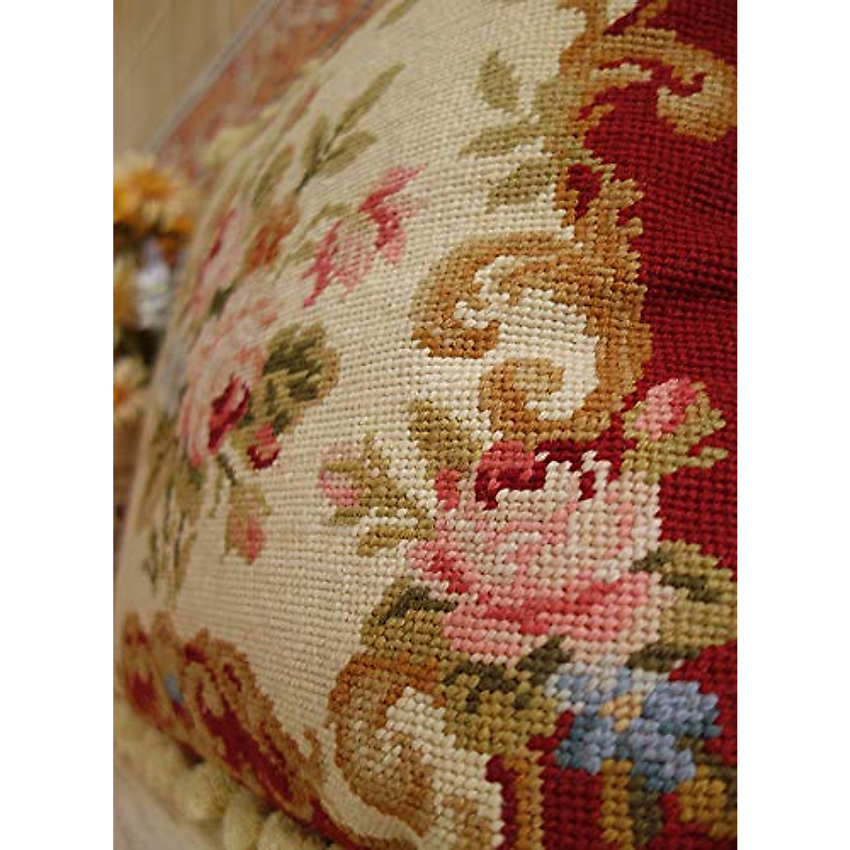 16" Home D�cor Pillow French Country Chic Shabby Handmade Needlepoint Pillow Cover