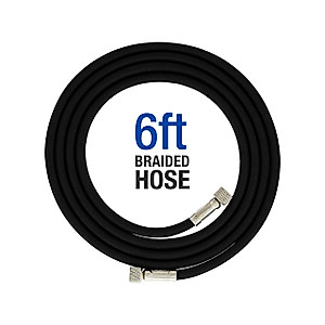 Master Model C16-B - Black Mini Airbrush Air Compressor with 6 Foot Braided Air Hose with 1/8 in. Ends