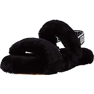 UGG girls Oh Yeah Fluff slide, Black, 5 M US