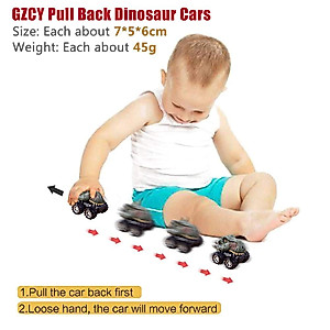 GZCY Christmas Gifts Toys for 2-9 Year Old Boys, Pull Back Dinosour Cars for Boys Birthday Present Toy Car for Kids Age 2-9 Push & Pull Toys for Toddlers Infant （6 packs)