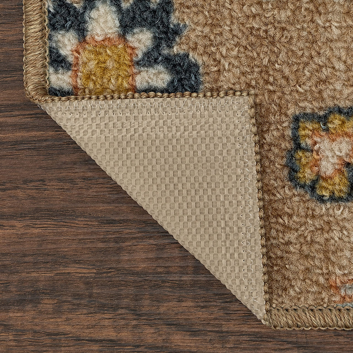 Maples Rugs Fleur Contemporary Motif Kitchen Rugs Non Skid Accent Area Carpet [Made in USA], Neutral/Multi, 1'8" x 2'10"