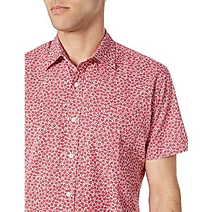 Amazon Essentials Men's Regular-Fit Short-Sleeve Poplin Shirt, Washed Red Roses, Medium