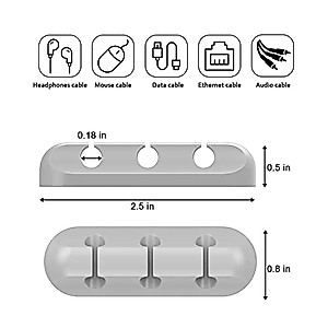 2 Pack Cable Clips - Simr Cord Organizer, Cable Management, 6mm Wire Holder System - Rubber Adhesive Cord Hooks fit Home, Office, Cubicle, Car, Desk Accessories (Black Grey)