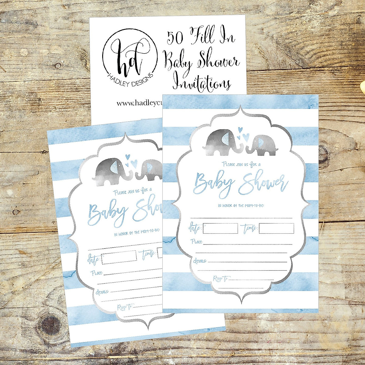 Hadley Designs 50 Fill in Baby Shower Invitations, Baby Shower Invitations Elephant, Jungle, Baby Shower Invites Boy, Baby Boy Shower Invitations, Baby Invitations, Neutral Baby Shower Invitations