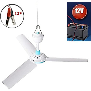 EXDOLL Portable Ceiling Fan 12V DC Mini Hanging Fan 19.7” Silent Camping Tent Hanging Fan Mute Energy-Saving Fans Bedroom Breeze Gazebo Fan Battery Powered