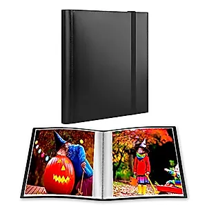 Photo Album 8x10, 8x10 Photo Album Book Holds 68 Photos, Art Portfolio Binder for 8 x 10 Pictures, Photo Albums for 8x10 Photos, 10x8 Sheet Protector Folder for Photos, Kids Artwork, Sketch (Black)