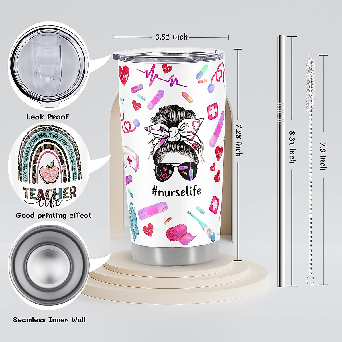 Nurse Gifts, Appreciation Nurse Gifts, Funny Nurse's Day Gifts, Nurse Tumbler for Nurses Week, Birthday, Appreciation, Christmas, Medical School Graduation Gift 20 oz Nurse Travel Tumbler