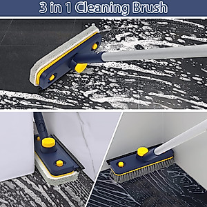 Broom and Dustpan Set for Home, Tub Tile Scrub Brush 3 in 1 Shower Brush