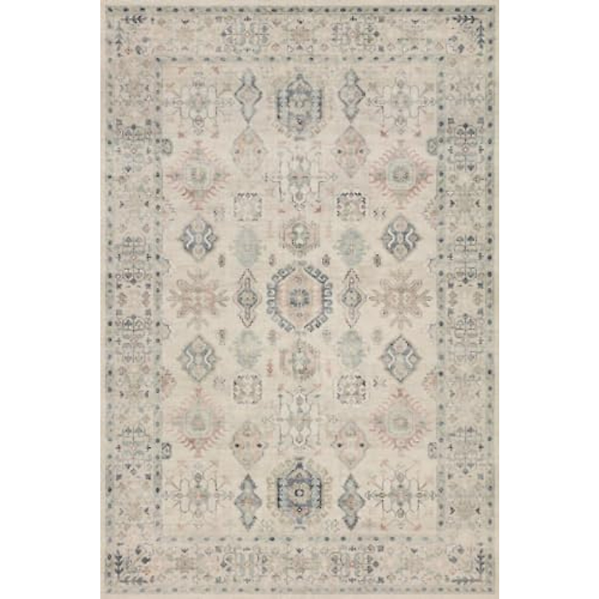 Loloi II Hathaway Collection HTH-06 Blush/Multi 9'-0" x 12'-0", .25" Thick, Area Rug, Soft, Durable, Printed, Modern, Low Pile, Non-Shedding, Easy Clean, Living Room Rug