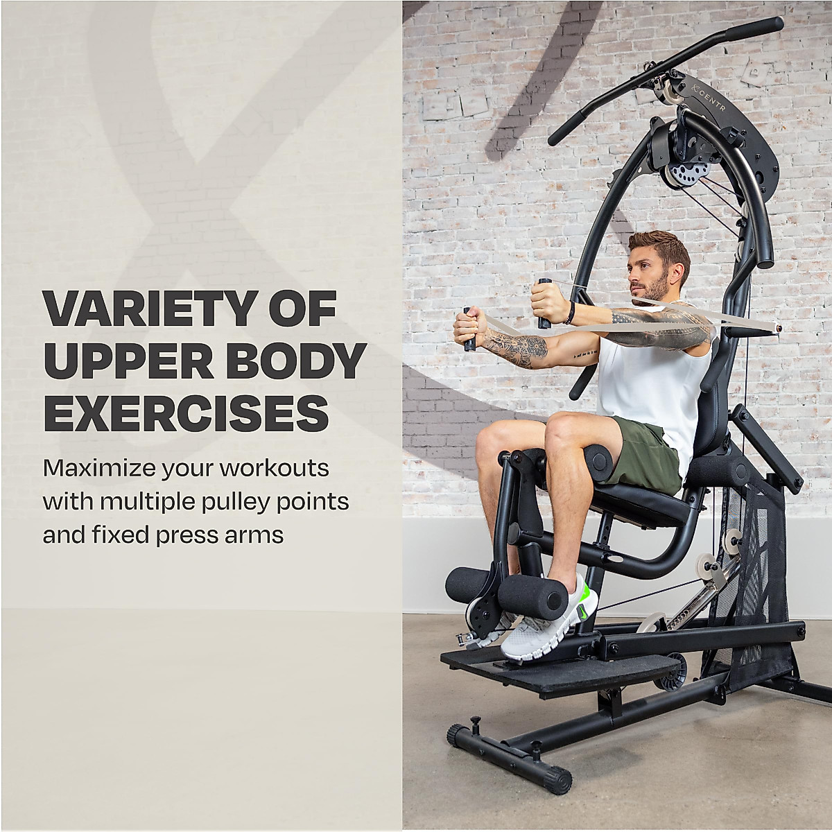 Centr Body Weight Home Gym Machine – Full Body Workout System with Cable Pulley, Leg Extension & Curl Station – Upper & Lower Body Strength Training Equipment for Home
