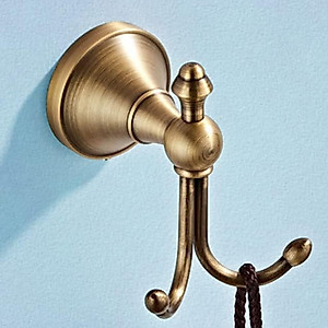 Vintage Brass Towel Hook Hanger Double Robe Hooks Wall Mounted for Bathroom Bronze Antique Brass Wall Towel Robe Hook Clothes Hanger