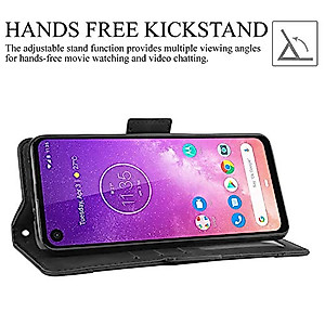 HualuBro Motorola One Vision Case, Magnetic Full Body Protection Shockproof Flip Leather Wallet Case Cover with Card Slot Holder for Motorola Moto One Vision Phone Case (Black)