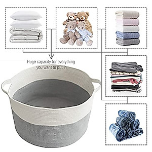 COMFY-HOMI 2pc Blanket Baskets Living Room 21''x21''x13.6'' Woven Rope Basket Laundry Hamper Baby Nursery Storage Organizer Laundry Baskets Bin XXXL Extra Large