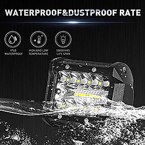 Aaiwa LED Pods with Wiring Harness, 4 Inch 120W LED Light Bar, 2PCS 12000LM Spot Flood Combo Off Road Light Triple Row LED Work Light Driving Fog Lamps for Pickup Truck ATV UTV SUV Boat Light