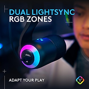 Logitech G Yeti GX Dynamic RGB Gaming Microphone, Podcast with LIGHTSYNC, Blue VO!CE, G HUB Control, Supercardioid, USB Plug and Play on PC/Mac - Black (Renewed)
