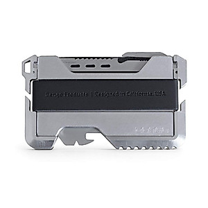 Dango Slim Minimalist Wallet for Men - RFID Blocking - Leather + Multi-Tool, Brown Rawhide/Raw Aluminum