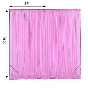 BalsaCircle 10 feet x 10 feet Pink Sheer Voile Backdrop Drapes Curtains 2 Panels 5x10 ft - Wedding Ceremony Party Home Decorations