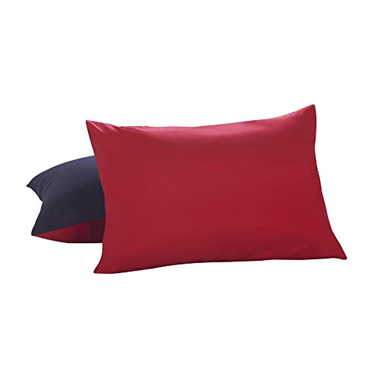 Lux Hotel Bedding Reversible Microfiber Pillow Shams - Navy/Red, Standard/Queen, 2 Pack
