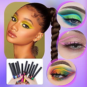Spdoo Colored Liquid Eyeliners 12 Colors Colorful Liquid Eyeliner Set, Matte Colorful Eye Liner Liquid Color Eyeliner Eye Makeup Smudgeproof Long Lasting Gel Eye Liner Gift Kit for Women