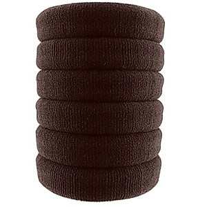 Styla Hair Pack of 6 Brown Wrinkle Free Elastic Bands for Thick, Curly and Wavy Hair, Seamless, Non-Slip, No Damage, Ponytail Design for Women and Men, Comfort