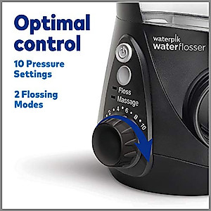 Waterpik Aquarius Water Flosser Professional For Teeth, Gums, Braces, Dental Care, Electric Power With 10 Settings, 7 Tips For Multiple Users And Needs, ADA Accepted, Black WP-662