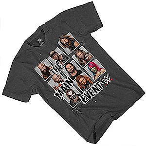 WWE Boys Superstars Group Shirt - John Cena, Daniel Bryan, Seth Rollins World Wrestling Champion Belt T-Shirt (Charcoal Heather, Large)