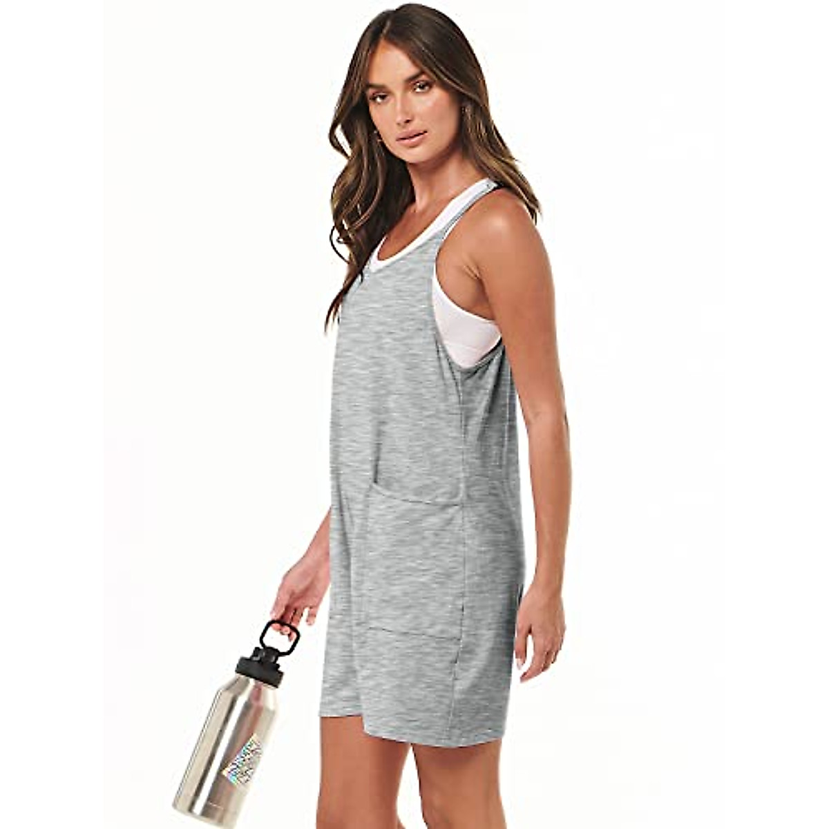 ANRABESS Rompers for Women Summer Jumpsuits Casual Outfits Shorts Overalls 2023 Fashion Stretchy Comfy Clothes Sleeveless Cute Jumpers with Pockets A948-qianhuahui-S