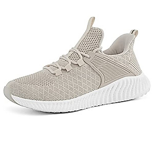 Womens Workout Running Shoes - Breathable Comfortable Lightweight Shoes Tennis Sneakers for Walking Gym Work Beige