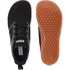 Joomra Men's Zero Drop Barefoot Trail Running Sneakers Minimalist Tennis Shoes Flat Wide Marathon Cross Trainer Size 12.5 Trekking Male Workout Sneakers Walking Zapatos para Hombres Black/Gum 46