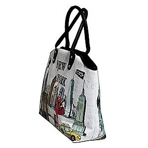 New York Souvenir Gift Statue of Liberty Large Tote Shoulder Bag (Lady-Fuchsia)