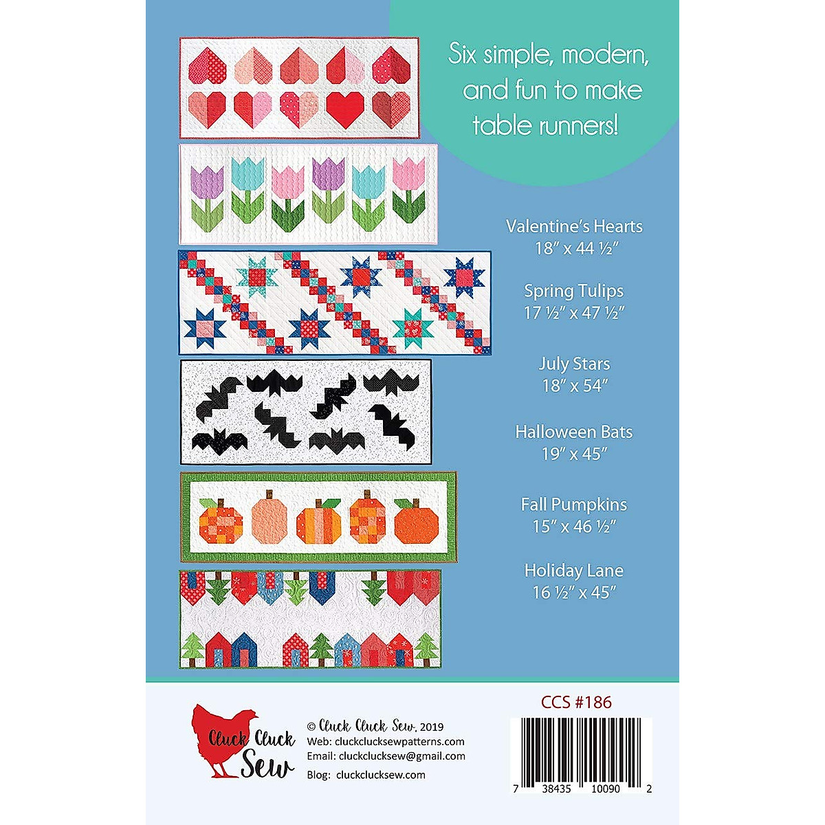 Modern Holiday Table Runners Patterns by Cluck Cluck Sew - - #186